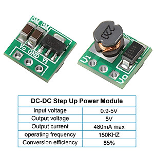 Weewooday DC-DC Step up Power Module Output Voltage 5V Boost Converter 1.5v 1.8v 2.5v 3v 3.3v 3.7v 4.2v to 5v Regulator Voltage Boost Converter Board(10 Pieces)