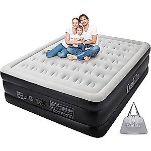 OlarHike Inflatable King Air Mattress with Built in Pump,18"Elevated Durable Air Mattresses for Camping,Home&Guests,Fast&Easy Inflation/Deflation Airbed,Black Family Blow up Bed,Travel Cushion,Indoor
