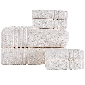 Hammam Linen Bath Sheet Towels 6 Pieces Bundle | Includes: 2 Luxury Bath Sheet Towels, 4 Hand Towels | Quality, Soft Towel Set | Sea Salt