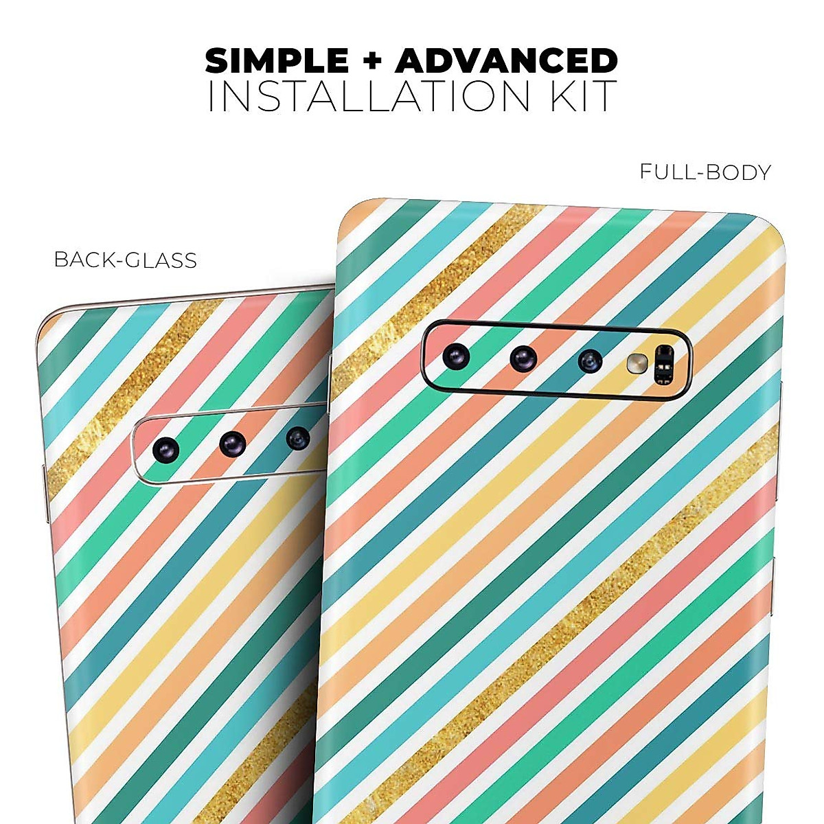 DesignSkinz Tropical Summer Gold Striped v1 Protective Vinyl Decal Wrap Skin Cover Compatible with The Samsung Galaxy S20 (Screen Trim & Back Glass Skin)