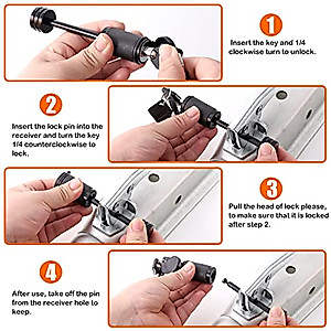 CZC AUTO Trailer Tongue Coupler Lock, Dia 1/4 Inch, 2-1/2 Inch Span Fits Latch-Type Coupler for Towing Boat Truck RV Car Trailer