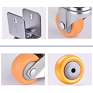 Small Furniture Caster Wheels,360° Swivel Wheels,1.5inch Moving Castor Wheels,Baby Carriage Caster,38mm PA Nylon Caster,with U-Shaped Bracket,Load 75KG,4Pcs,Yellow (Color : Brake+Universal, Size : 2