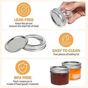 ComSaf Mini Mason Jars 4oz - 8 Pack, Regular Mouth Mason Jar with Lids and Seal Bands, Small Glass Canning Jar for Spice, Jam, Honey, Jelly, Dessert, Shower Wedding Favors, DIY Candles Decor