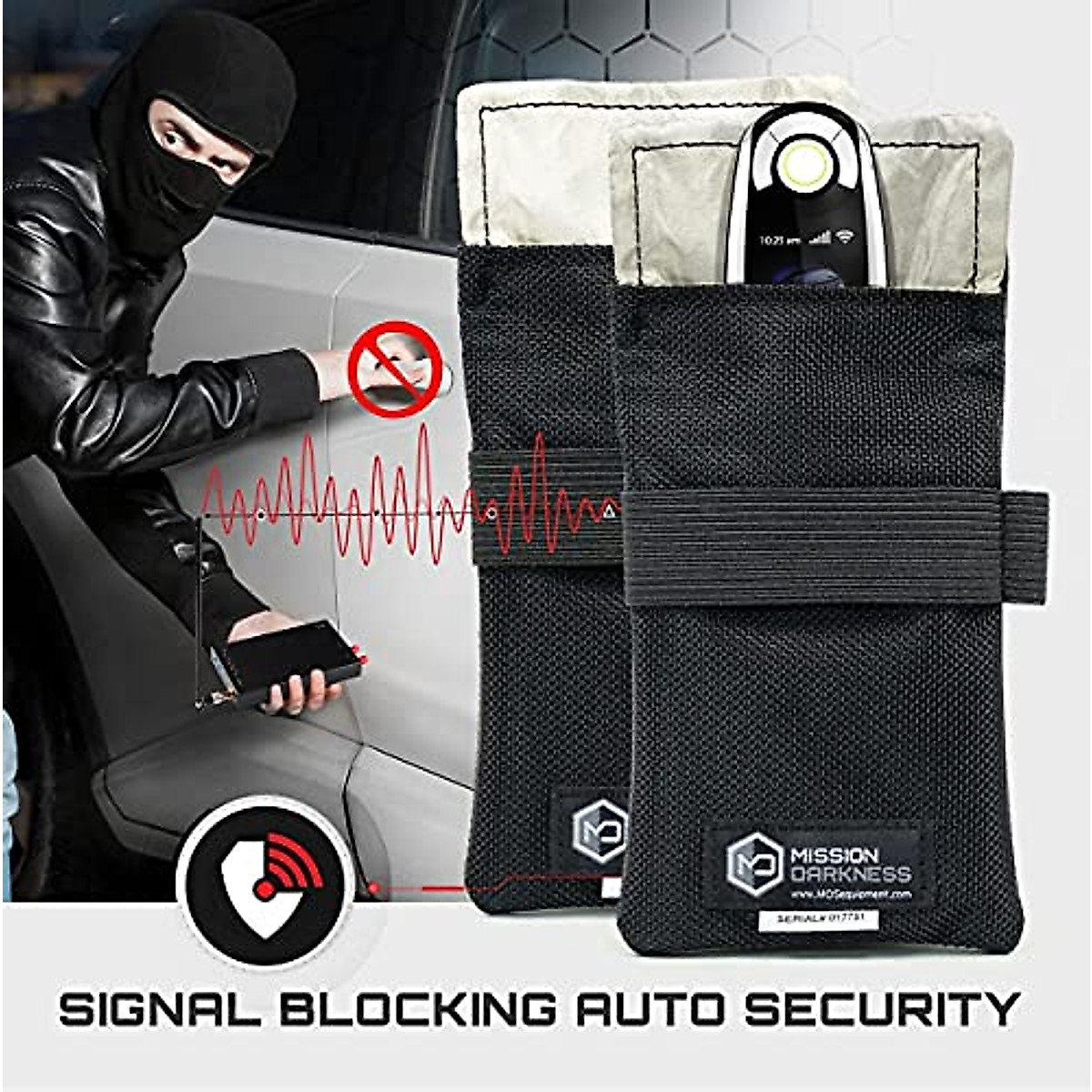 Mission Darkness Faraday Bag for Keyfobs (2-Pack) // RF Shielding Protective Case for Smart Always On Keys Fobs Transmitters Small Electronics Vehicle Security Anti-Hacking Block Signal Relay