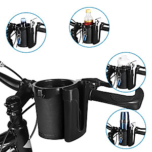 Accmor 3-in-1 Bike Cup Holder with Cell Phone Keys Holder, Bike Water Bottle Holders, Universal Bar Drink Cup Can Holder for Bicycles, Motorcycles, Scooters, Black