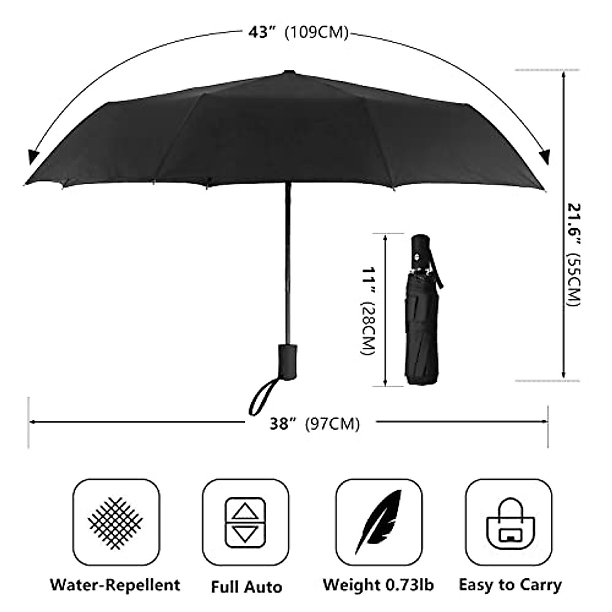 CYBYQ-Family 2 PACKS Travel Umbrella Compact Windproof Automatic Umbrellas for Rain Small Folding Strong and Portable Automatic Open and Close - Men and Women