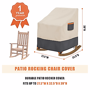 SOKINGCOVER Outdoor Rocking Chair Cover 2 Pack, Patio Swivel Chair Covers for Outdoor Furniture, Waterproof, 27.5" W X 32.5" D X 39" H, All-Weather, Khaki Gray
