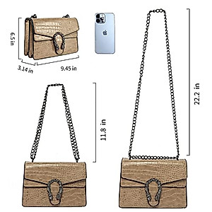 Crossbody Bags For Women Snake Print Clutch Purses Cross Body Evening Handbag Chain Strap Shoulder Satchel