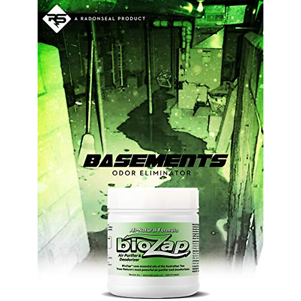 BioZap Air Purifier & Deodorizer (16-oz Jar) - Australian Tea Tree Oil Gel. Naturally Eliminates Odors in Basements, Crawlspaces, Gyms, Cars, Closets and More.