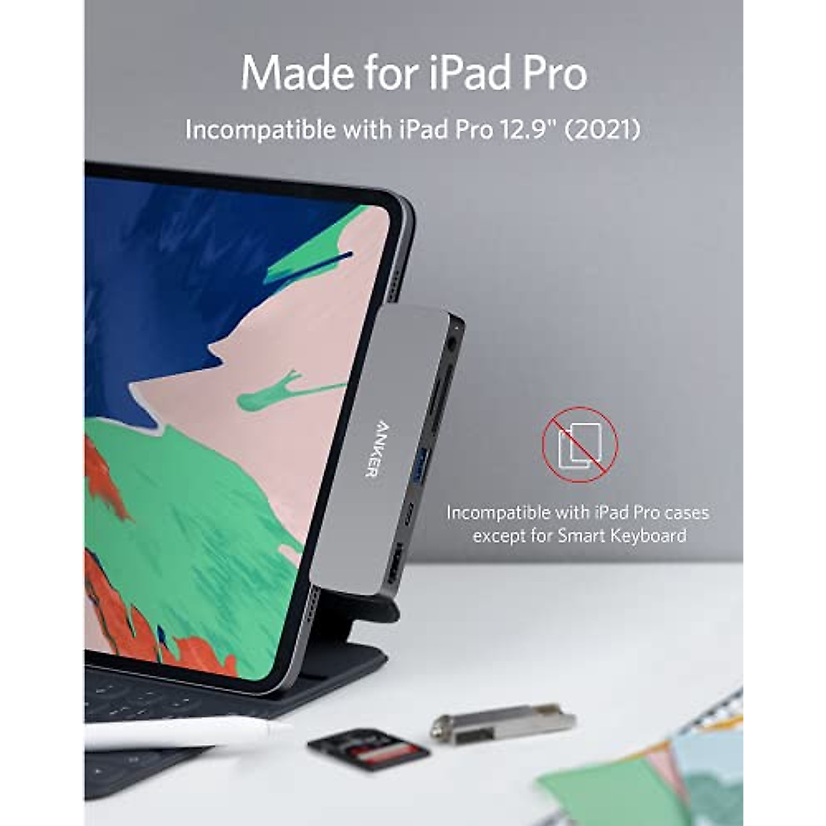 Anker USB C Hub for iPad Pro, PowerExpand Direct 6-in-1 Adapter, with 60W Power Delivery, 4K HDMI, Audio, USB 3.0, SD and microSD Card Reader (Not Compatible with iPad Pro and iPad Mini 2021)