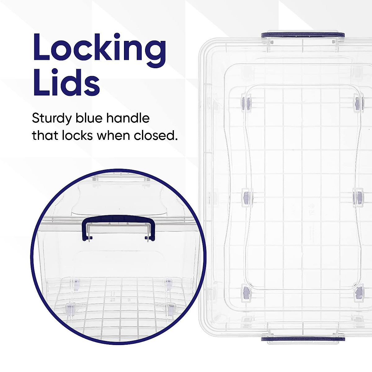 Superio 44 Qt Clear Plastic Storage Bin with Lid and Wheels, Non-Toxic, BPA Free, Odor Free, Organizer Storage Box, Stackable Plastic Tote for Home, Garage, Closet