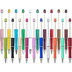 PASISIBICK 20 Colors Plastic Beadable Pens, Assorted Bead Pens for DIY PPL Gift with Shaft Black Ink, 20 Pieces