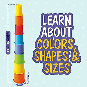 Play My First Year Rainbow Stacking Cups Baby Toys Educational Toddler Toys Top Blocks Game Kit BPA Free Toys for 1 2 3 4-5 Year Old Girls Boys, Black (2396)