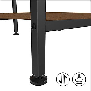 JOISCOPE Study Computer Desk for Home Office,Small Working and Writing Desk with Wooden Storage Shelf,2-Tier Industrial Morden Laptop Table with Splice Board,47 inches(Black Oak Finish)