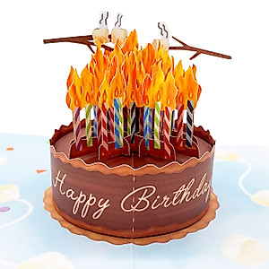 Liif Birthday Cake On Fire Funny Birthday Card, 3D Greeting Pop Up Birthday Card, Happy Birthday Card For Men, Women, Her, Him, Husband, Wife | With Message Note & Envelop | Size 7 X 5 Inch
