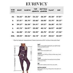 Eurivicy Women's Solid Loungewear Set 2 Piece Long Sleeve Pullover and Drawstring Sweatpants Sport Outfits Sets