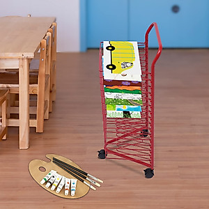 Fermoirper Art Drying Rack - Sturdy Paint Drying Rack with 16 Shelves Ideal for Prolific Painters Suitable for Home Classroom Studio and More A2 A3 A4 Size Compatible Easy to Move with Wheels