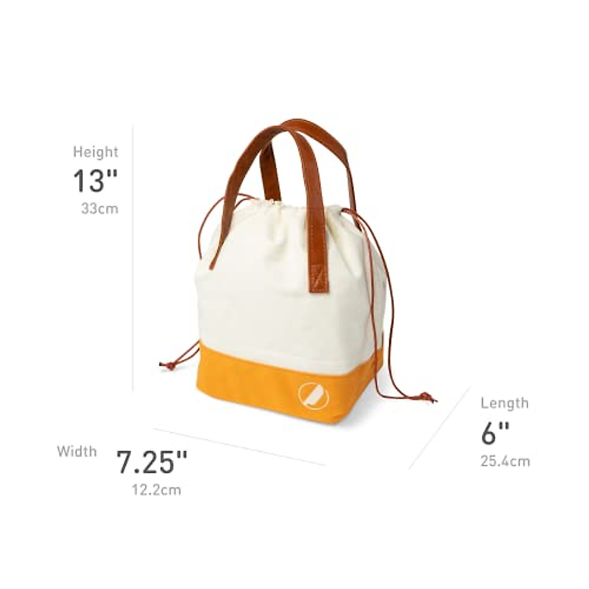 PrepdeckGO Lunch Bag - Stylish, Compact Adult Lunch Tote - Roomy & Lightly Insulated Interior - Drawstring Bag Closure & Vegan Leather Handles - Easy to Clean - Perfect for Work, Picnic, or Travel
