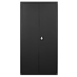 LUCYPAL Metal Storage Cabinet,71" Steel Office Cabinet with Storage Shelves and Double Doors for Garage and Utility Room, Home Office,Black