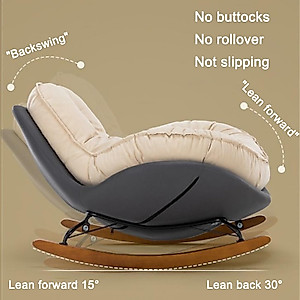 HARELA Outdoor Patio Rocking Chair, Padded Cushion Rocker Recliner Chair, Patio Rocker Recliner Chair for Balcony Front Porch Garden Living Room, Modern Lounge Chair (Color : Gray)