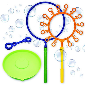OleOletOy Giant Bubble Wand Set: Big Bubble Maker Toy for Kids and Adults with Bubble Refill, Fun Outdoor and Indoor Activity for Girls, Boys, Toddlers and Children to Enjoy