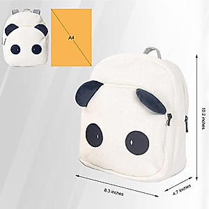 Hisnho Cute Toddler Backpack, Mini Baby Boy Girl Gift Cotton Bag Little Kid Cartoon Preschool Bookbag Animal Bag Travel Bag for Baby Girl Boy (White Panda)