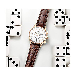 Stuhrling Original Mens Quartz Chronograph Dress Watch - Stainless Steel Case and Leather Band - Analog Dial with Date GR1-Q Mens Watches Collection
