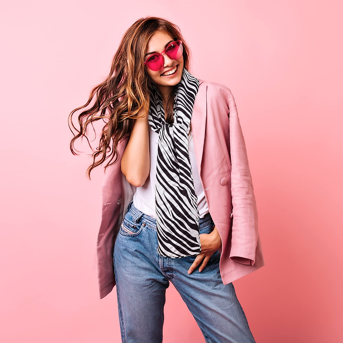 TXIN Multi-Usage Lightweight Women Long Prints Shawl Zebra Large Stripe Scarves