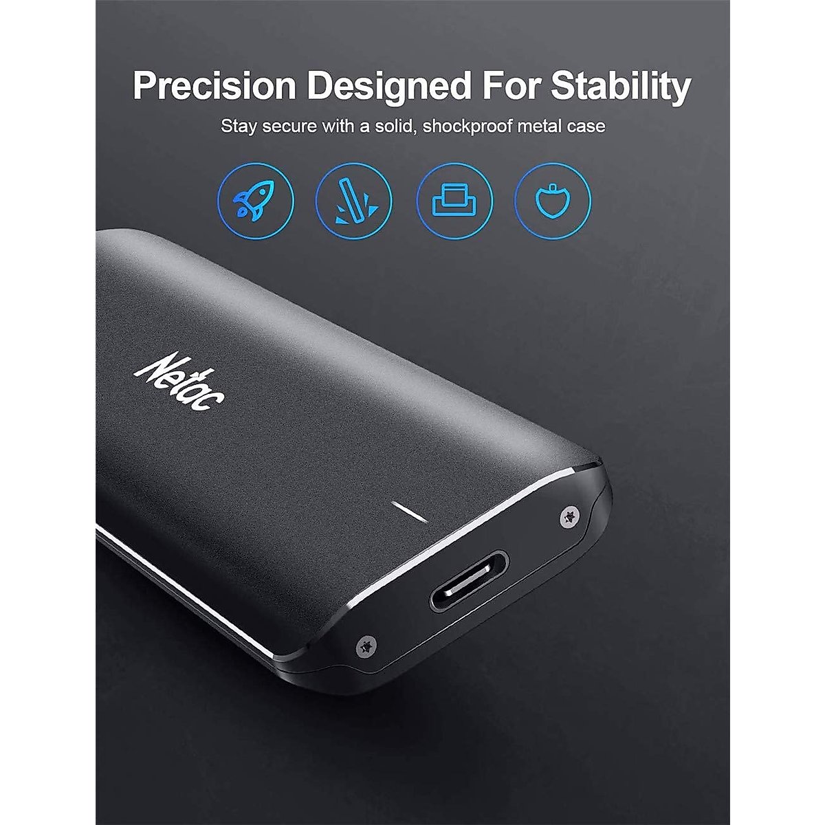Netac SSD External Drive, Portable SSD 1TB for Type C, Up to 980MB/s, NVME SSD PCIE, USB 3.2 Gen2 10Gbps External Solid State Drive
