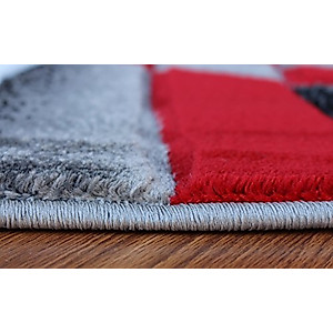 Masada Rugs, Sophia Collection Hand Carved Area Rug Modern Contemporary Red White Grey Black (8 Feet X 8 Feet) Round