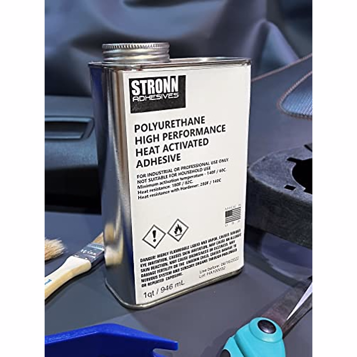 32oz Polyurethane Heat Activated Adhesive Glue Contact Cement for Automotive Upholstery & Shoe Sole 1qt STRONN SAR 306