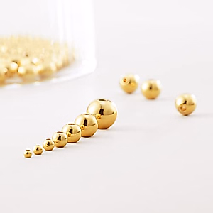 JinCraft 40pcs 8mm 14K Gold Plated Beads, Long-Lasting Round Smooth Spacer Beads, Seamless Spacer Ball Beads Gold Beads for Necklace, Bracelet, Earring,Jewelry Making,Tarnish Resistant.
