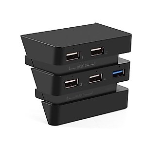 Bewinner 5-Port USB Hub, 5 Port USB Hub for PlayStation 4 Pro Console, 1 USB 3.0 and 4 USB 2.0 Port,Unique LED Indicators - Black
