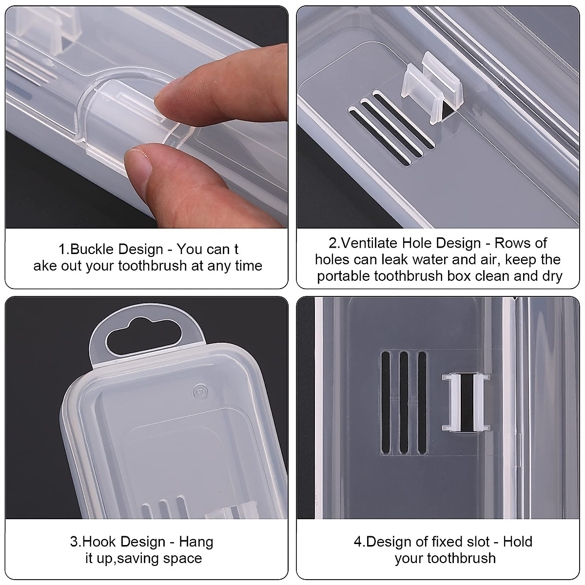 6 Pack Travel Toothbrush Case Holder, Portable Clear Toothbrush and Toothpaste Storage Container for Travel, Home, Business, Camping, School, Breathable Toothbrush Storage Box Cover