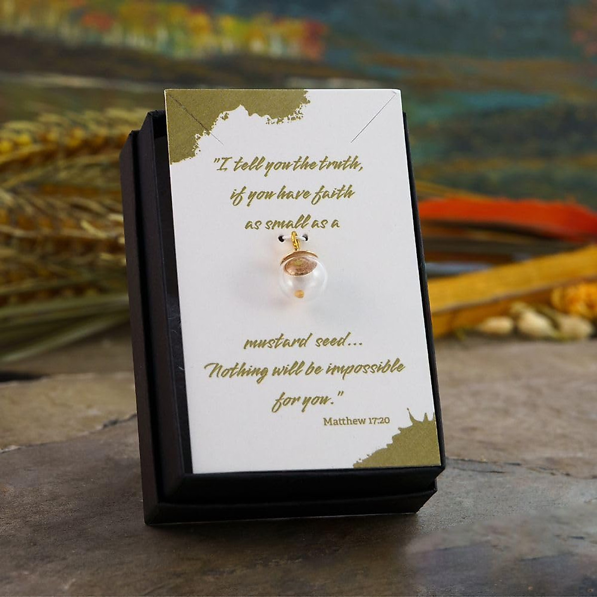 Mustard seed CHARM ONLY in gold by Boomdyada, hand made pendant, hand blown glass globe, 14k gold-filled