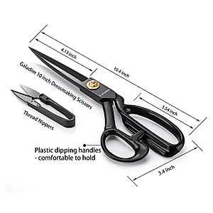 Galadim Left-Handed Dressmaking Scissors - Dressmaker Shears for Lefty - Tailor's Scissors for Cutting Fabric, Leather GD-003-L10-R