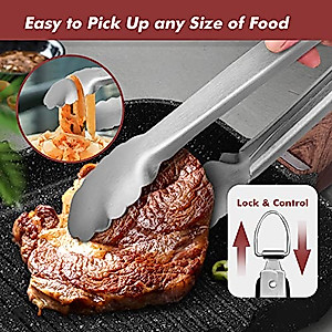 CTCCORC 18 Inch Grill Tool Sets, 4PCS BBQ Barbecue Tool Sets with Durable Spatula, Fork, Tongs, Basting Brush, Heavy Duty Stainless Steel Outdoor Cooking Tools Camping Grilling Tools Accessories