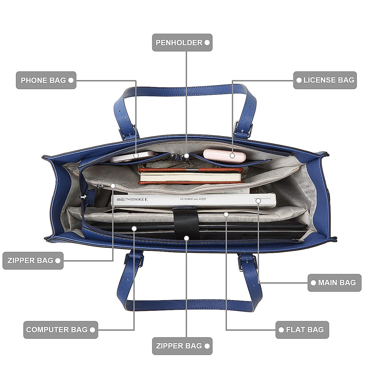 Laptop Bag for Women 15.6 inch Laptop Tote Bag Leather Classy Computer Briefcase Work Waterproof Handbag Professional Shoulder Bag Womens Business Office Large Capacity Bag Purse 2pcs