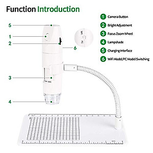 Digital Microscope USB Microscope 1080P 50-1000X Magnification Handheld Portable Microscope Camera with 8 Lights, Stand for iPhone/Android/iOS/PC, Tablet (White)