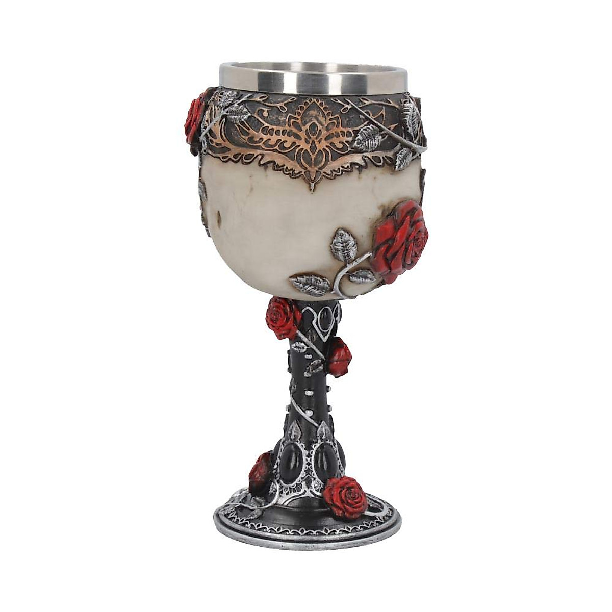 Nemesis Now B4327M8 Gothic Roses Goblet 18cm Black, Resin w/stainless steel insert, One Size