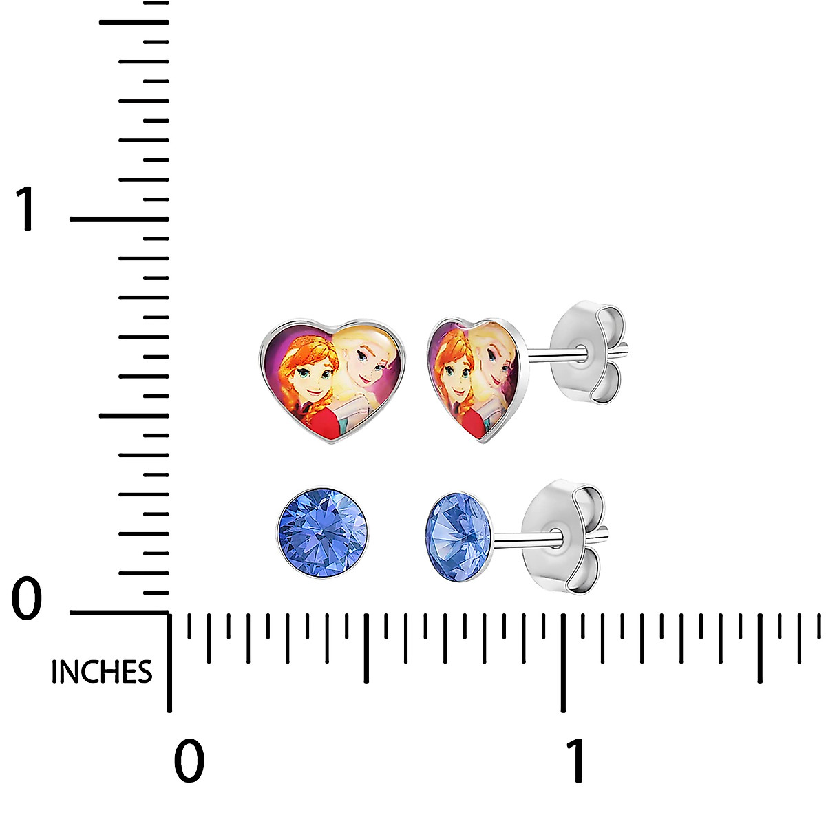 Disney Frozen Stud Earrings Set - Blue Crystal Stud Earrings and Anna and Elsa Earrings - Frozen Earrings - Elsa Jewelry - Disney Earrings