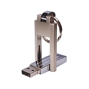Custom Metal Rotating USB Flash Drive Keychain Memory Stick Engraved Free 4GB, Silver