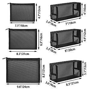 Unoutur Mesh pouch,Mesh Cosmetic Bag Portable Makeup Pouch Travel Toiletry Bag for Makeup Organizer Home Office Travel Accessories,6 Pieces Mesh Makeup Bag with Zipper