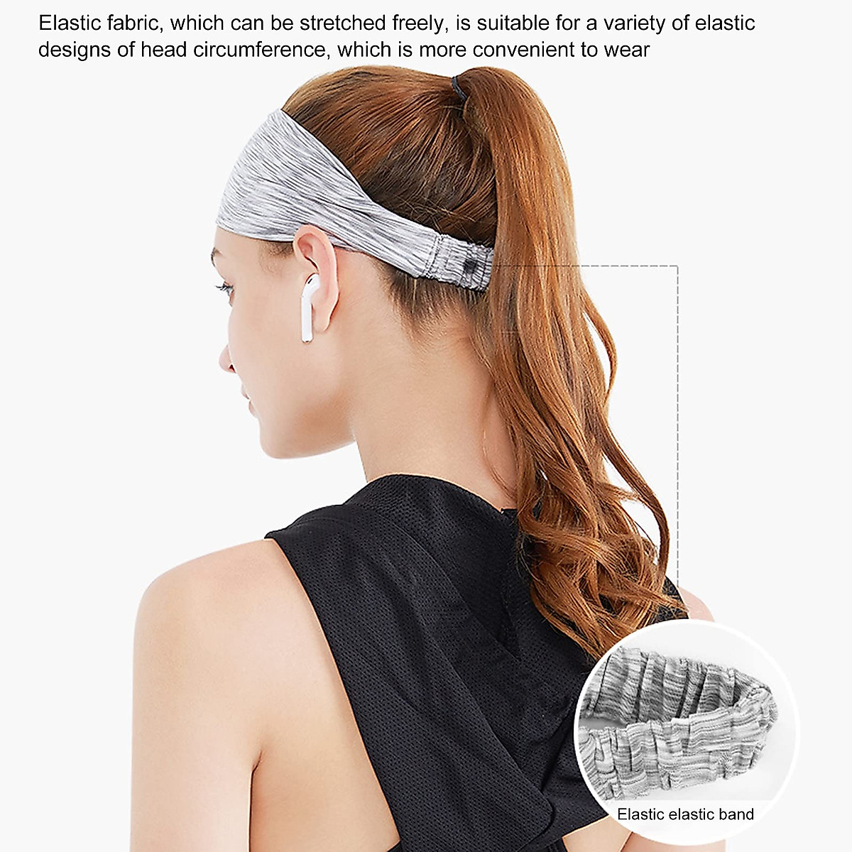 Women's Workout Headbands Sport Headband High Elasticity Wide Sweat Band Ice Silk Soft Women Sport Hair Bands Yoga Running Headband Sweatband for Cycling Fitness Grey