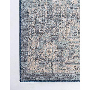 Unique Loom Oslo Collection Area Rug - Osterbro (5' x 8' Rectangle, Navy Blue/ Beige)