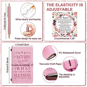 Cosblank 8 Pcs Pastor's Wife Appreciation Gifts Set Includes Leather Journal Pen Handbag Makeup Bag Mug Natural Stone Bracelet Bookmark Christian Faith Religious Gifts Christmas Thank You Gift