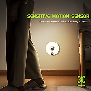 UYICOO Motion Sensor Night Light for Kids, Magnetic Adjustable Brightness Under Cabinet Lighting, 3000K USB Cordless Rechargeable Battery Lights Indoor for Hallway, Closet, Stair, Cabinet