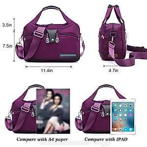 Women Crossbody Bag Casual Shoulder Handbag Waterproof Oxford Cloth Ladies Purse Messenger Bag（Purple