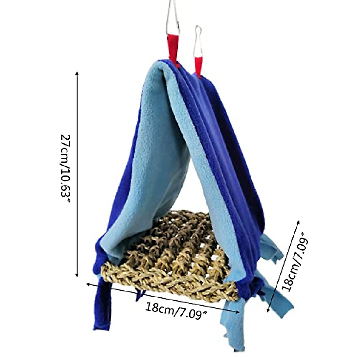 Dft Bird Toys, Bird Snuggle Tent Hanging Nest Seagrass Hammock House with Hooks Cage Hideaway Sleeping Bed Perch Toy for Small Parrots