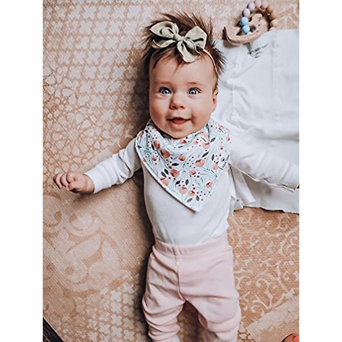 Diaper Squad 100% Organic Cotton Floral 10-Pack Baby Girl Drool Bandana Bibs Pink for Girls